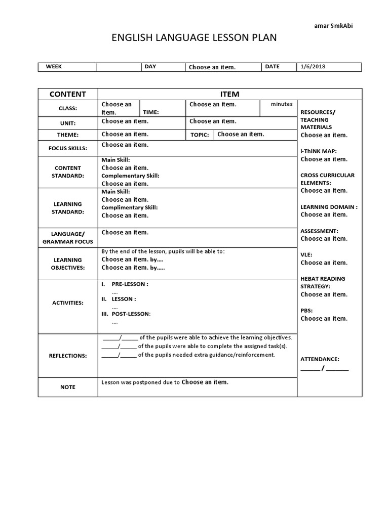 Form1 Lesson Template | Download Free PDF | Lesson Plan | Cognitive Science