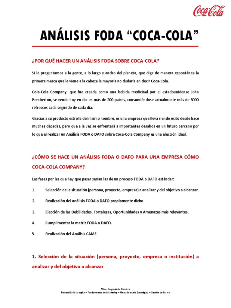 Análisis Foda - Coca Cola | PDF | Análisis FODA | Marketing
