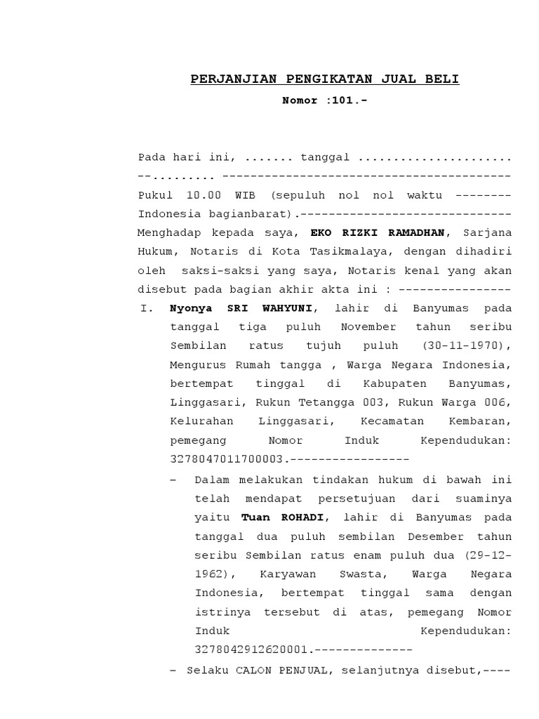 PPJB Ibu Sri Wahyuni | PDF