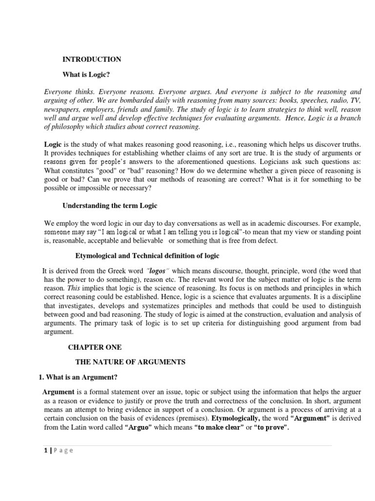 Logic Short Reading Material | PDF | Argument | Deductive Reasoning