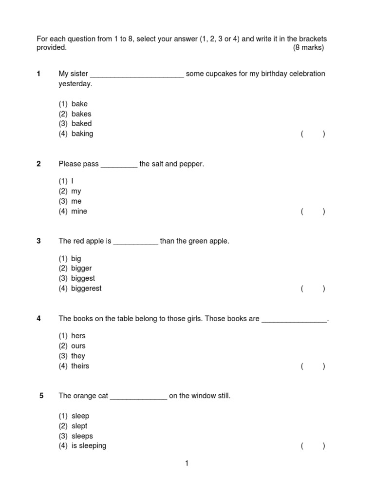 PSLE Foundation English Practice Paper | PDF | Cats