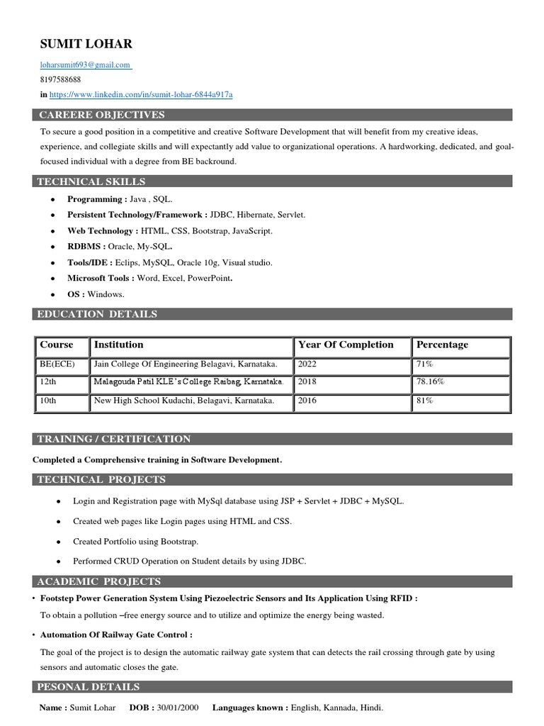 Java Full Stack CV | PDF | My Sql | Sql