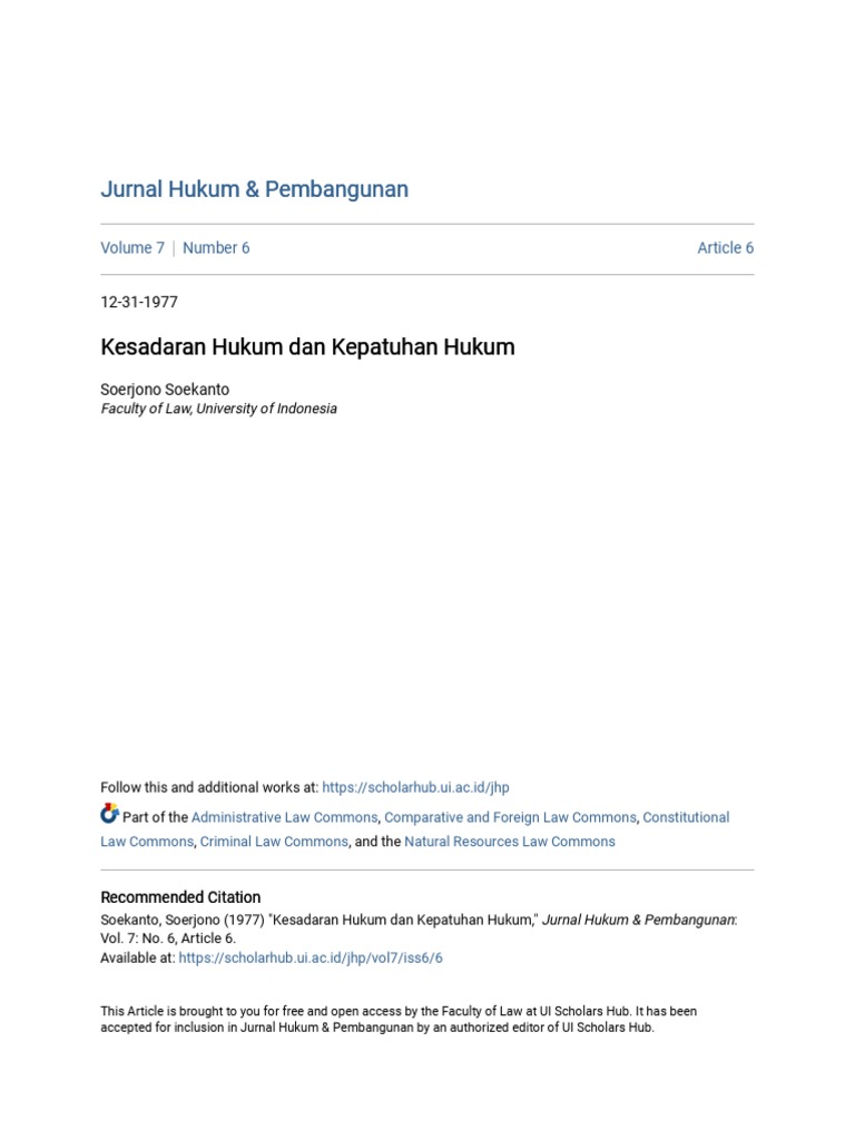 Kesadaran Hukum Dan Kepatuhan Hukum | PDF
