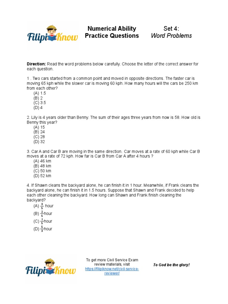 Numerical Ability Practice Questions Set 4 | PDF