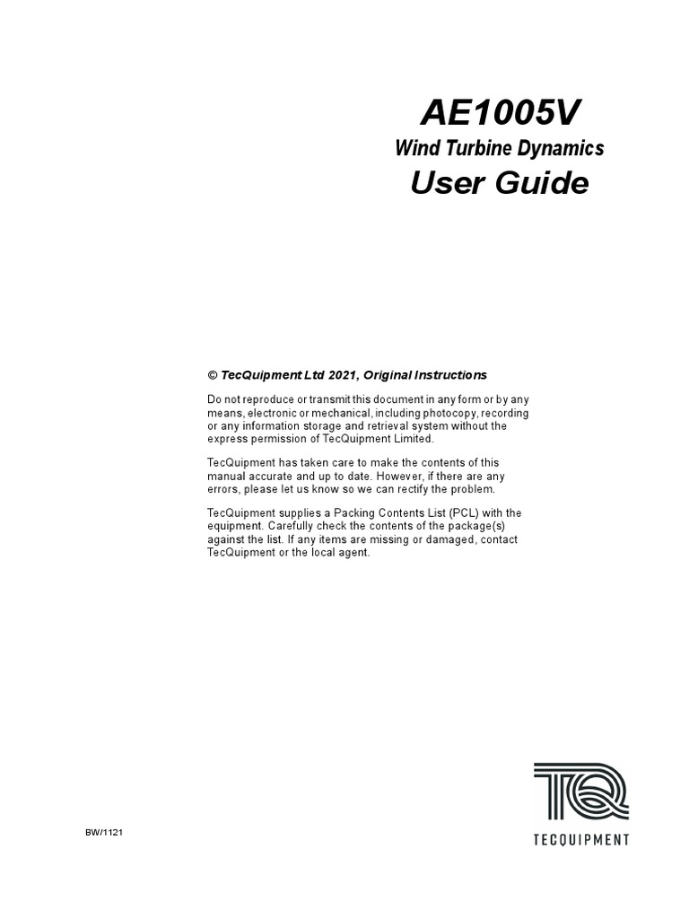 Ae1005v User Guide 1121 Pdf Wind Turbine Turbine