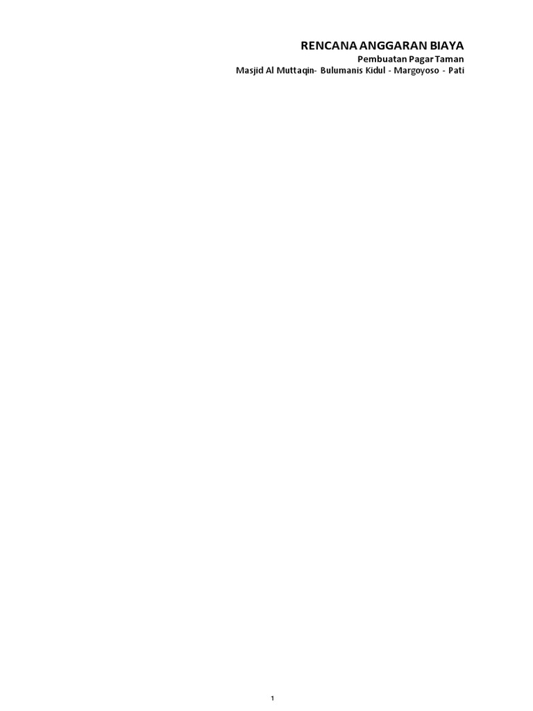 Lampiran Gambar & Rab Pagar Masjid | PDF