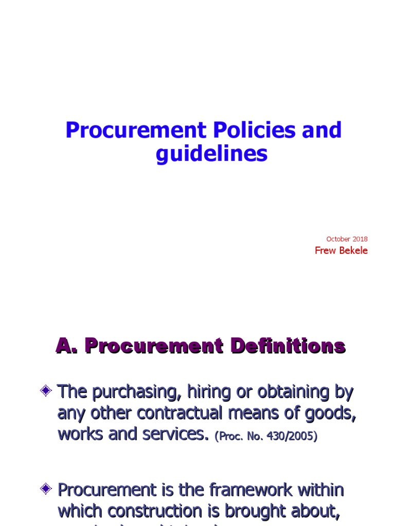 Procurement Policy and Guidlines and Procedures | PDF | Procurement ...