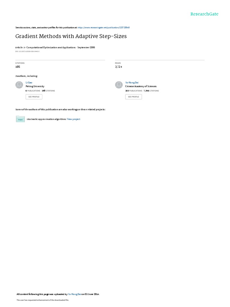 Gradient Methods With Adaptive Step-Sizes | PDF | Eigenvalues And ...