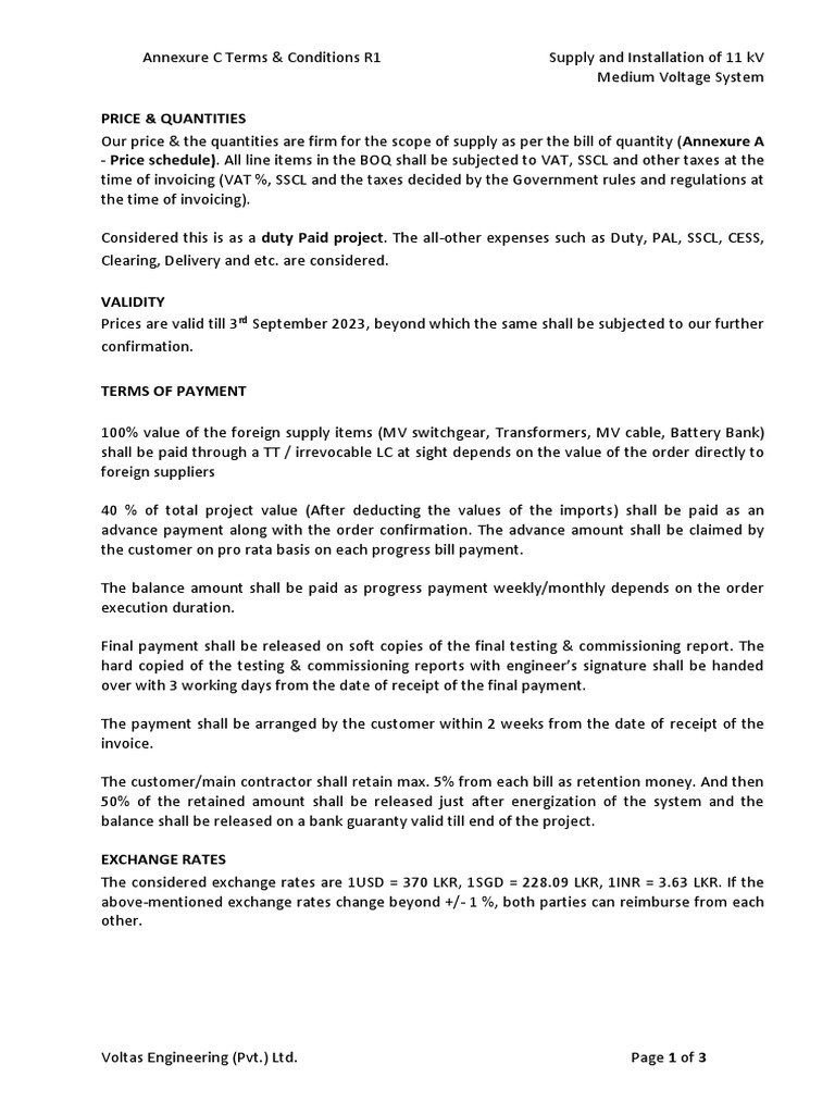Annexure C Genaral Terms & Conditions R1 | PDF | Invoice | Receipt