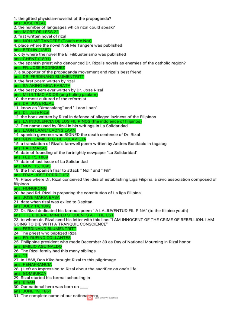 Rizal Pointers Final | PDF