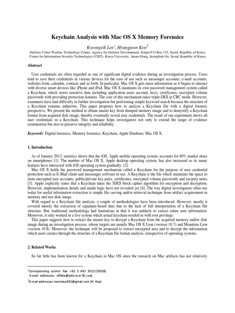 Keychain Forensics on Mac OS X | PDF | Key (Cryptography) | Encryption