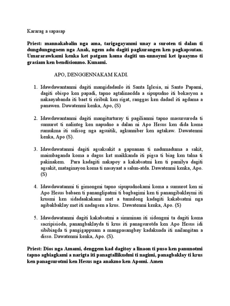 Kararag A Sapasap | PDF