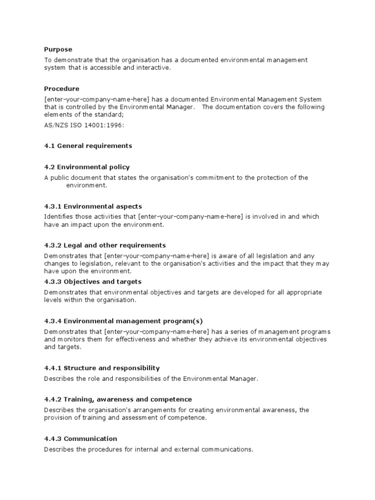 4 4 4 Environmental Management System Documentation | PDF ...
