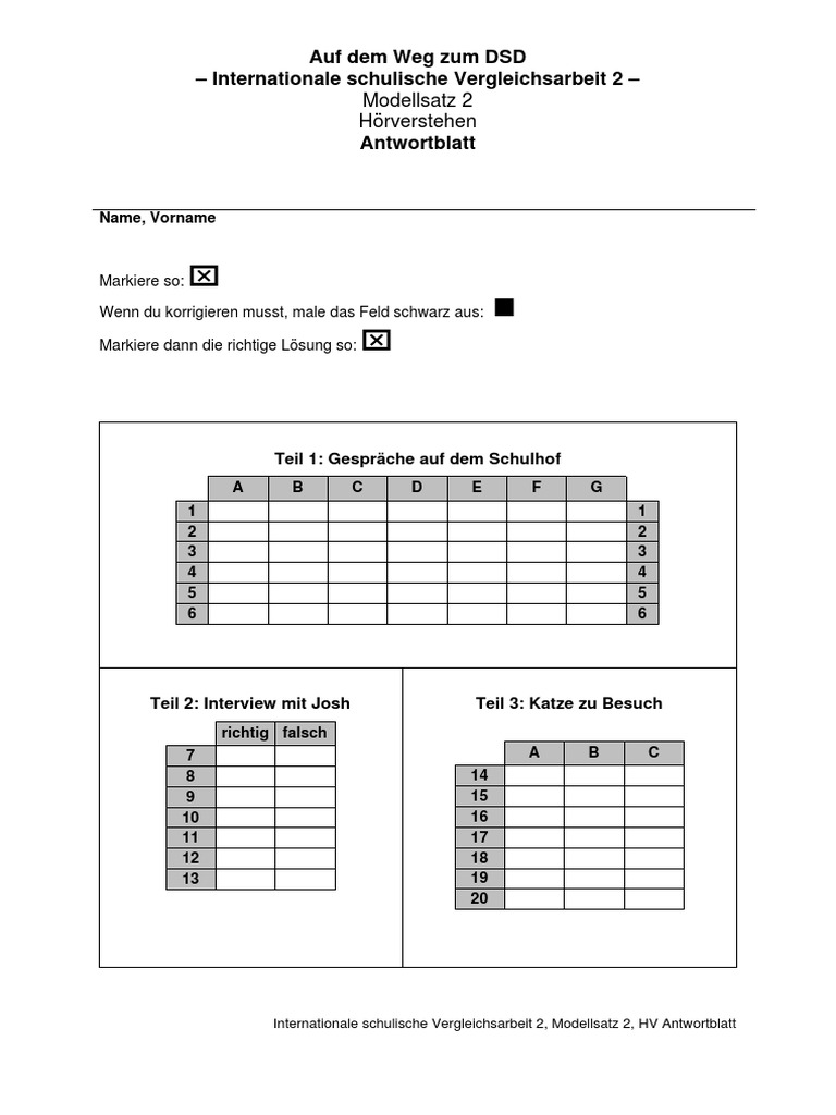 IVA2 Modellsatz 2 HV Antwortblatt | PDF