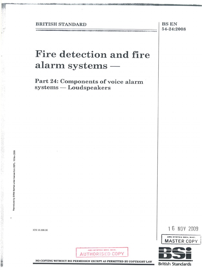 BS en 54-242008 Part 24 Component of Voice Alarm Systems - Loudspeaker ...