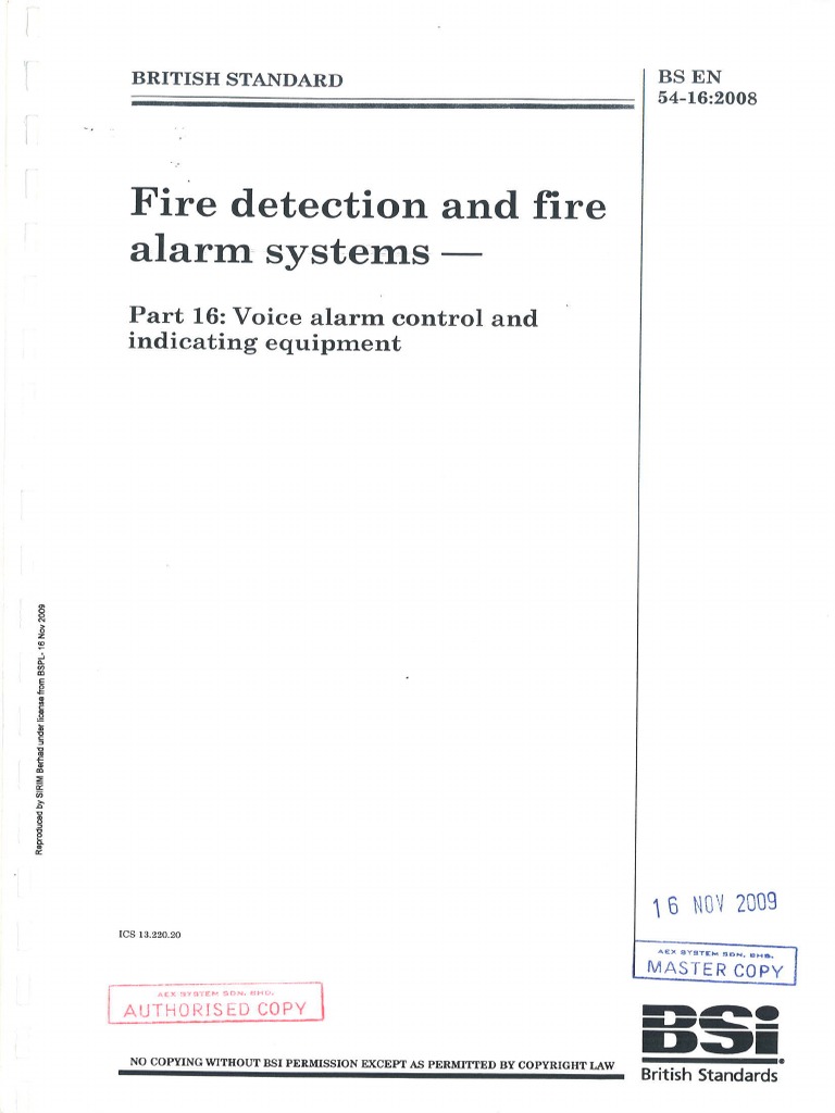 BS en 54-162008 Part 16 Voice Alarm Control Indicating Equip | PDF