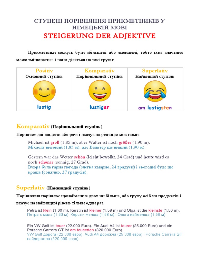 Steigerung Der Adjektive - теорія | PDF