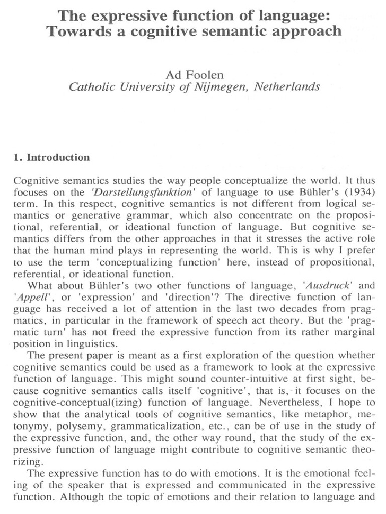 The Expressive Function Of Language PDF