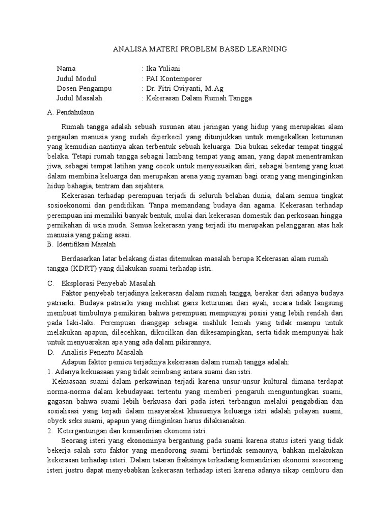 Analisa Materi Problem Based Learning PBL | PDF