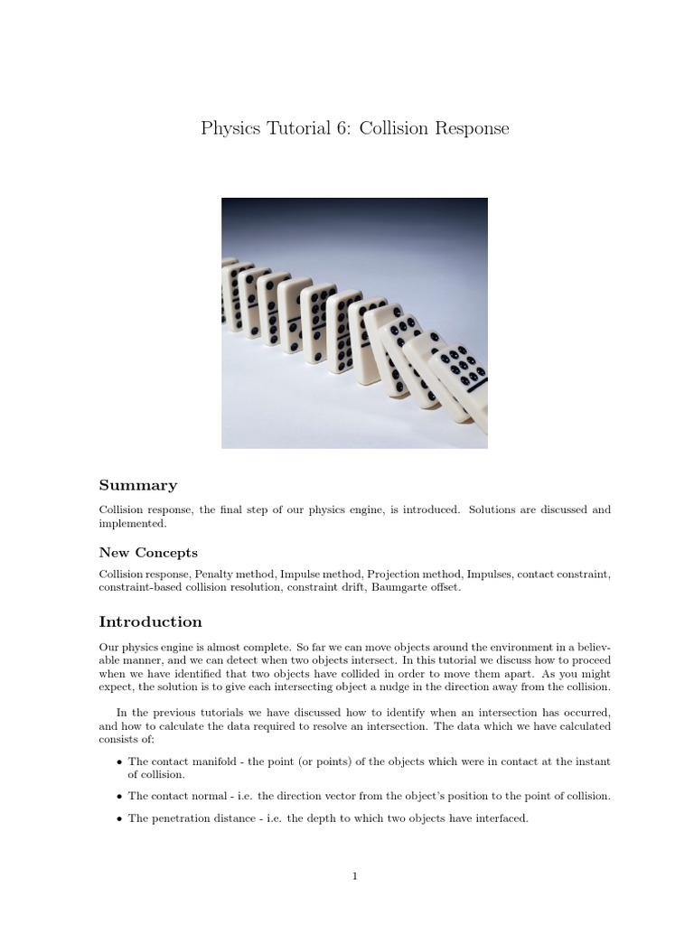 2017 Tutorial 6 - Collision Response | PDF | Momentum | Velocity