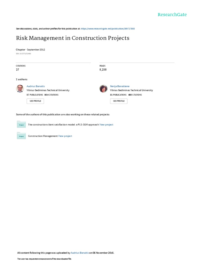 Risk Management Construction Projects | Download Free PDF | Risk | Risk ...
