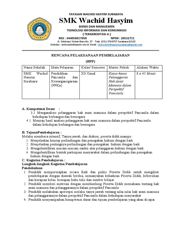 Contoh RPP PKN | PDF