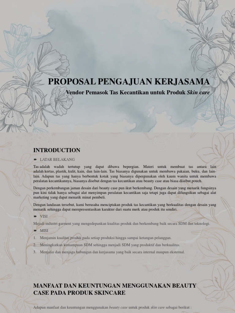 PROPOSAL PENGAJUAN KERJASAMA-MAKE UP BAG | PDF