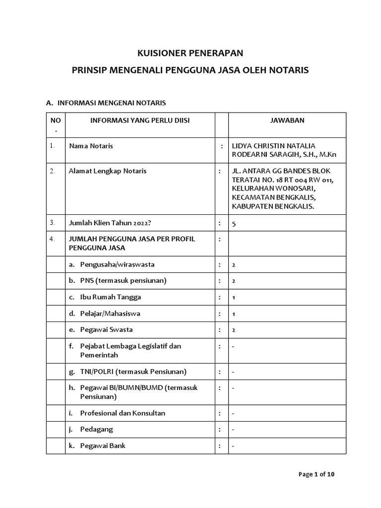 Kuesioner PMPJ | PDF
