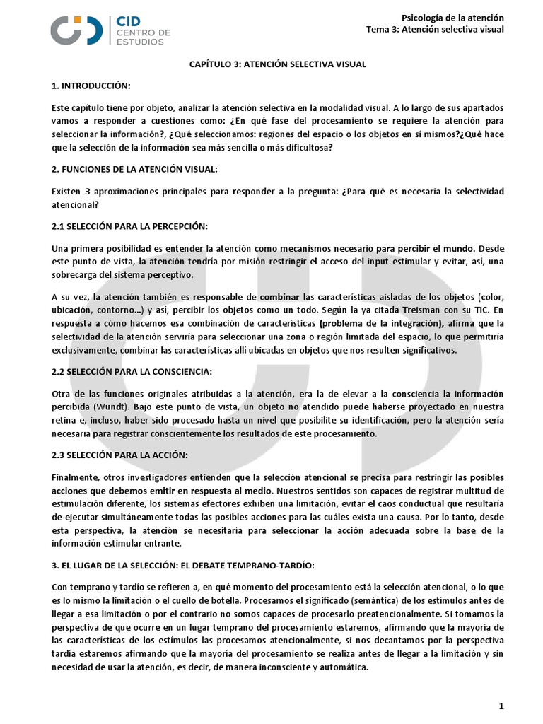 TEMA 3 ATENCIÓN - Atención Selectiva Visual | PDF TEMA 3 ATENCIÓN - Atención Selectiva Visual | PDF