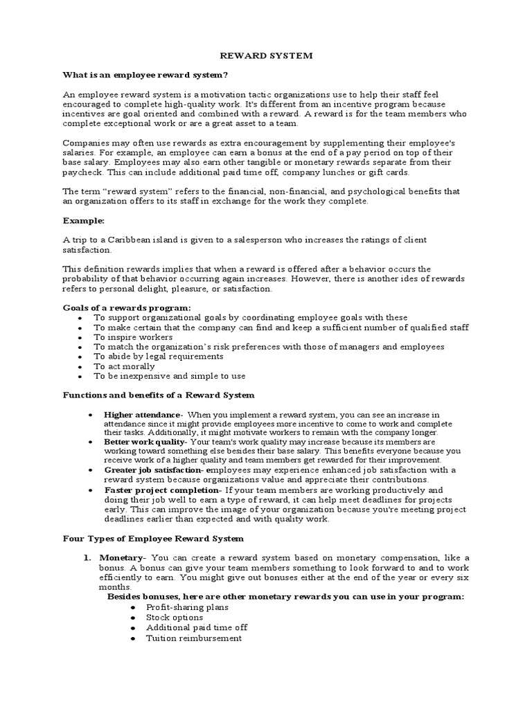 Reward System | PDF | Motivation | Motivational