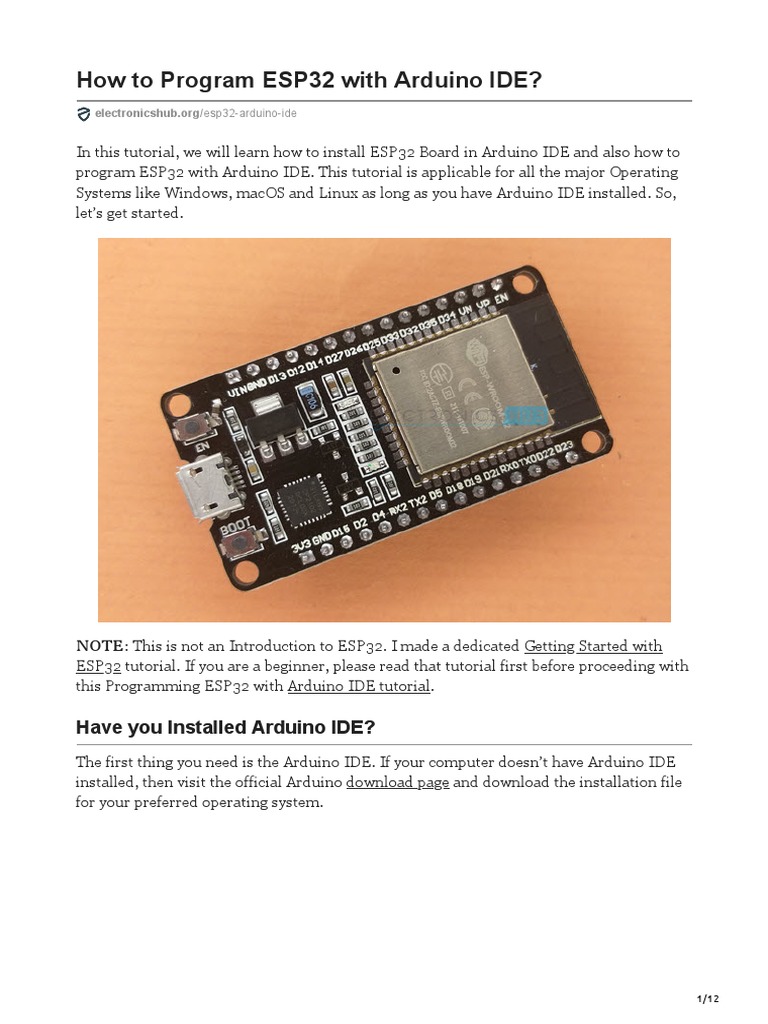 How To Program Esp32 With Arduino Ide | PDF | Arduino | Usb