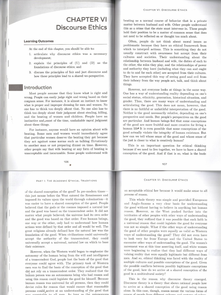 Chapter VI - Discourse Ethics | PDF