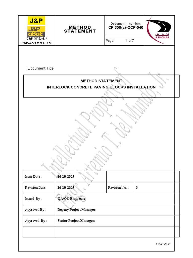 CP 300 (A) - QCP-040 Interlock Concrete Paving Blocks Installat | PDF ...