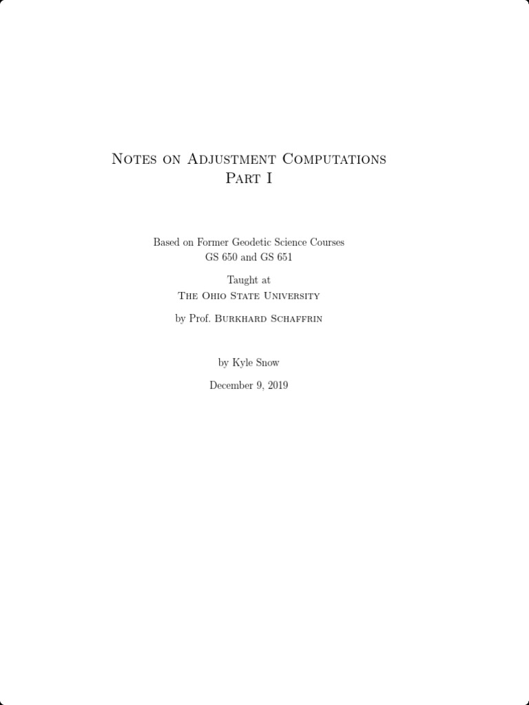 Adjustment Computations Overview | PDF | Matrix (Mathematics) | Applied ...