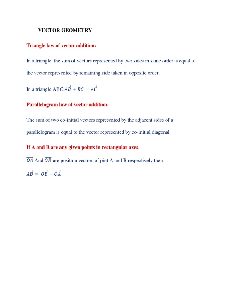 Vector Geometry | PDF | Triangle | Geometry