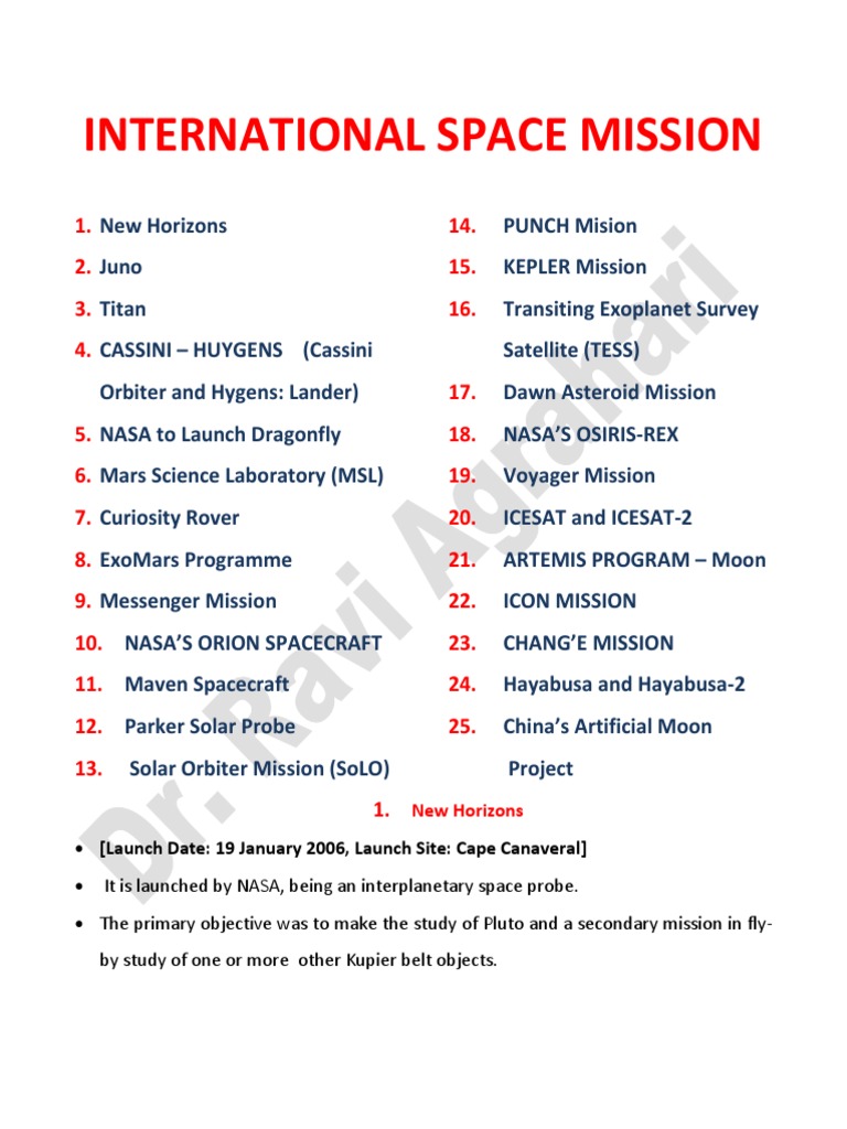International Space Mission | PDF | Moon | Nasa