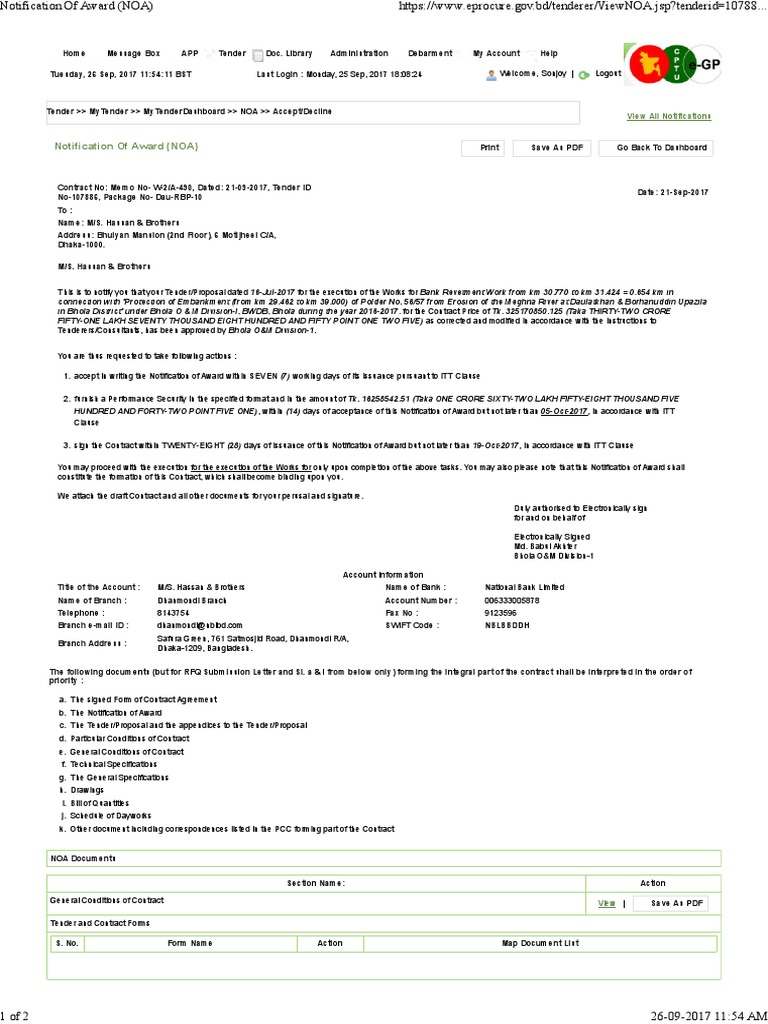Notification of Award (NOA) | PDF
