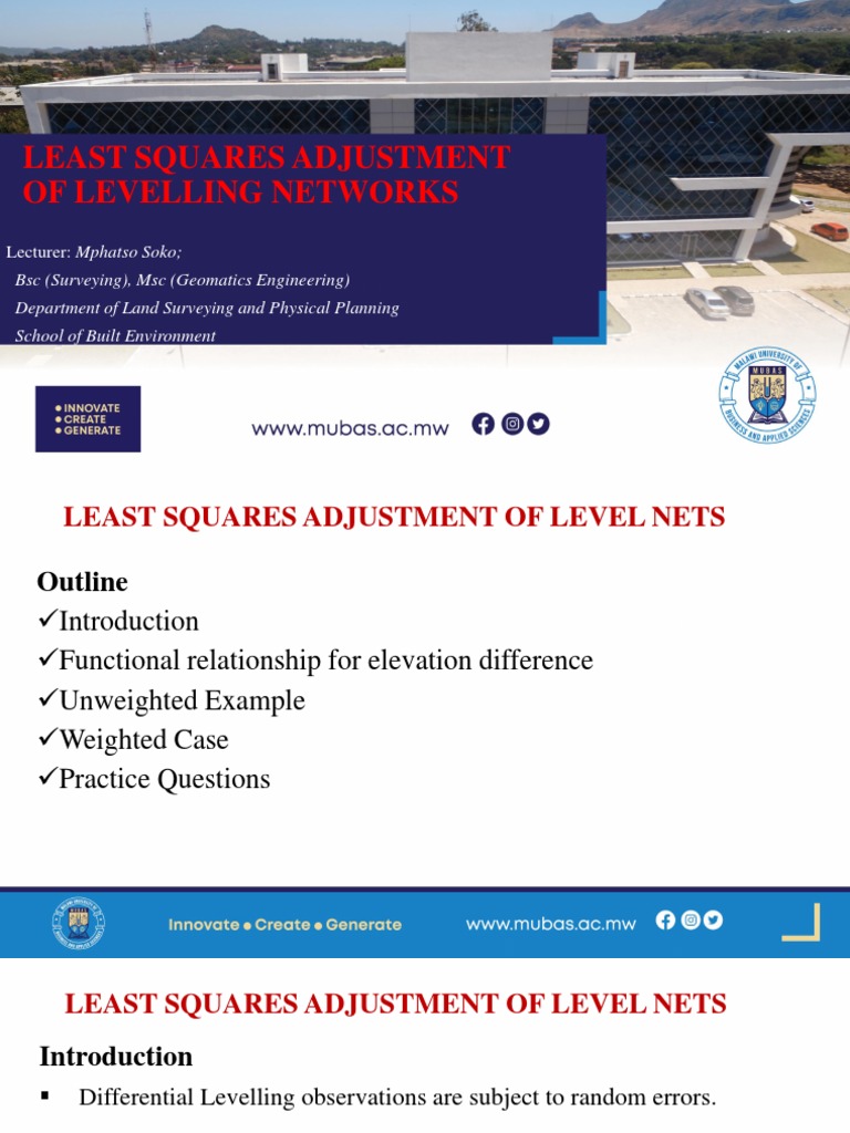 Lecture 5 Adjustment Of Level Network Pdf Least Squares Ordinary Least Squares