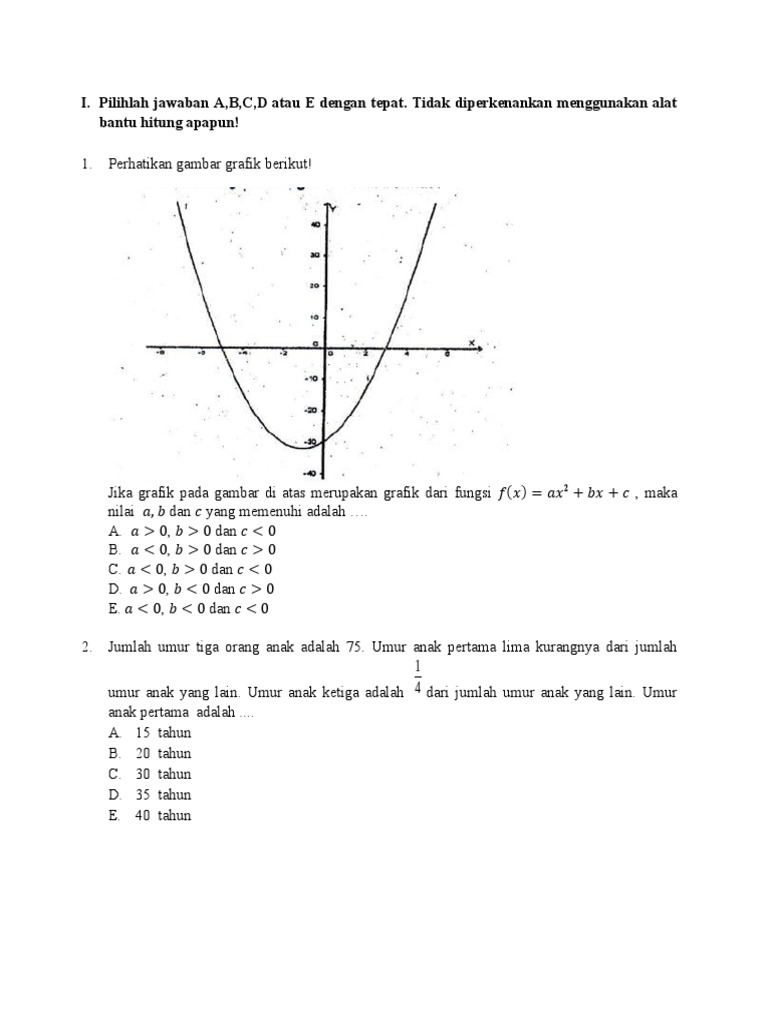 Soal Us Mat Wajib Kelas Xii Ipa 2022 Galis | PDF
