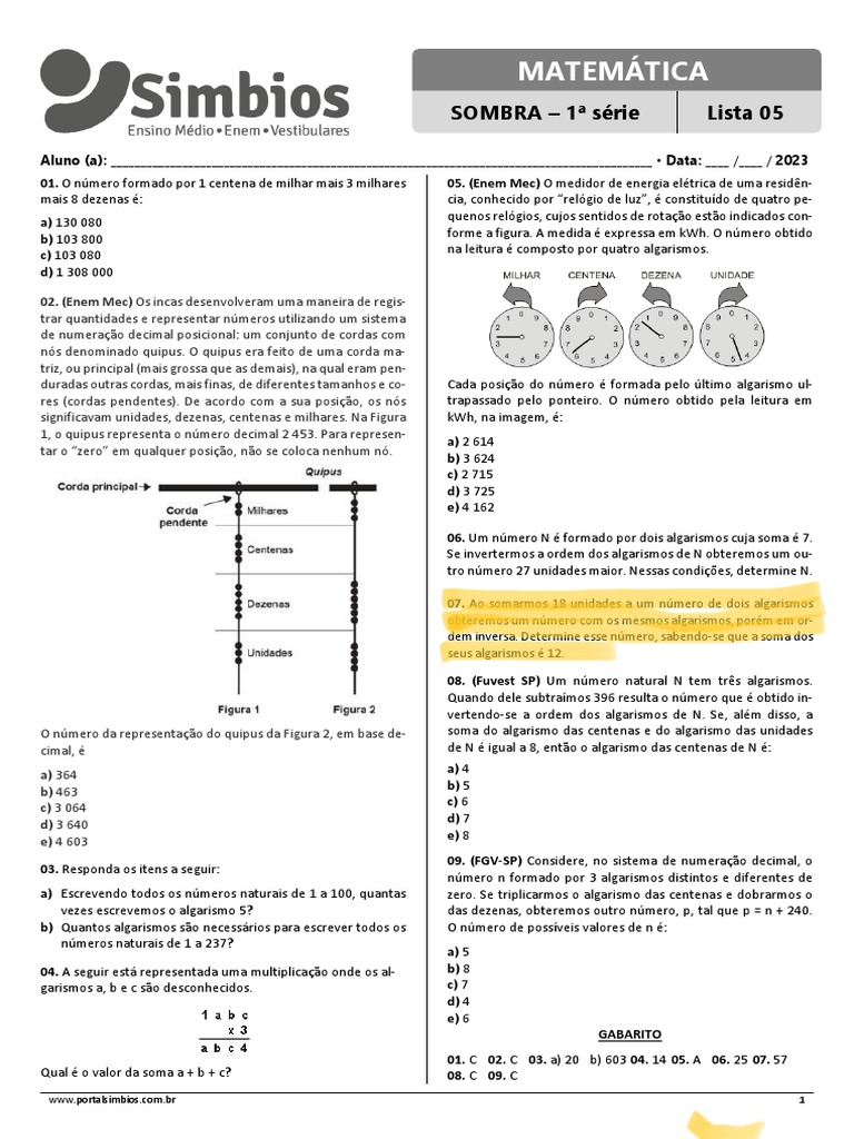 Eee496daber LISTA 05 - 1 Serie | PDF