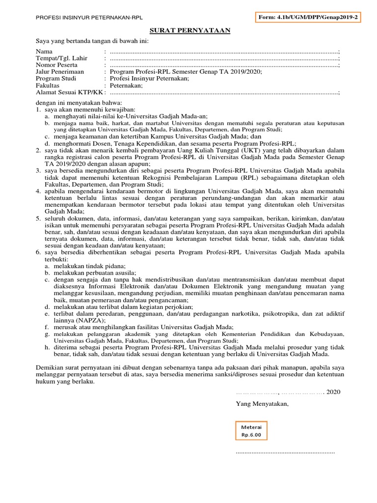 2019 2 Profesi Insinyur Peternakan RPL Pernyataan Mentaati Tata Tertib ... 2019 2 Profesi Insinyur Peternakan RPL Pernyataan Mentaati Tata Tertib ...