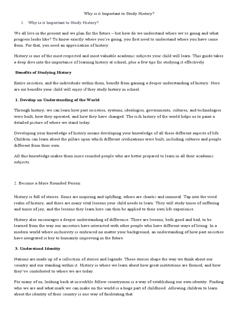 What Is The Important of Studying History | PDF | Knowledge | Information