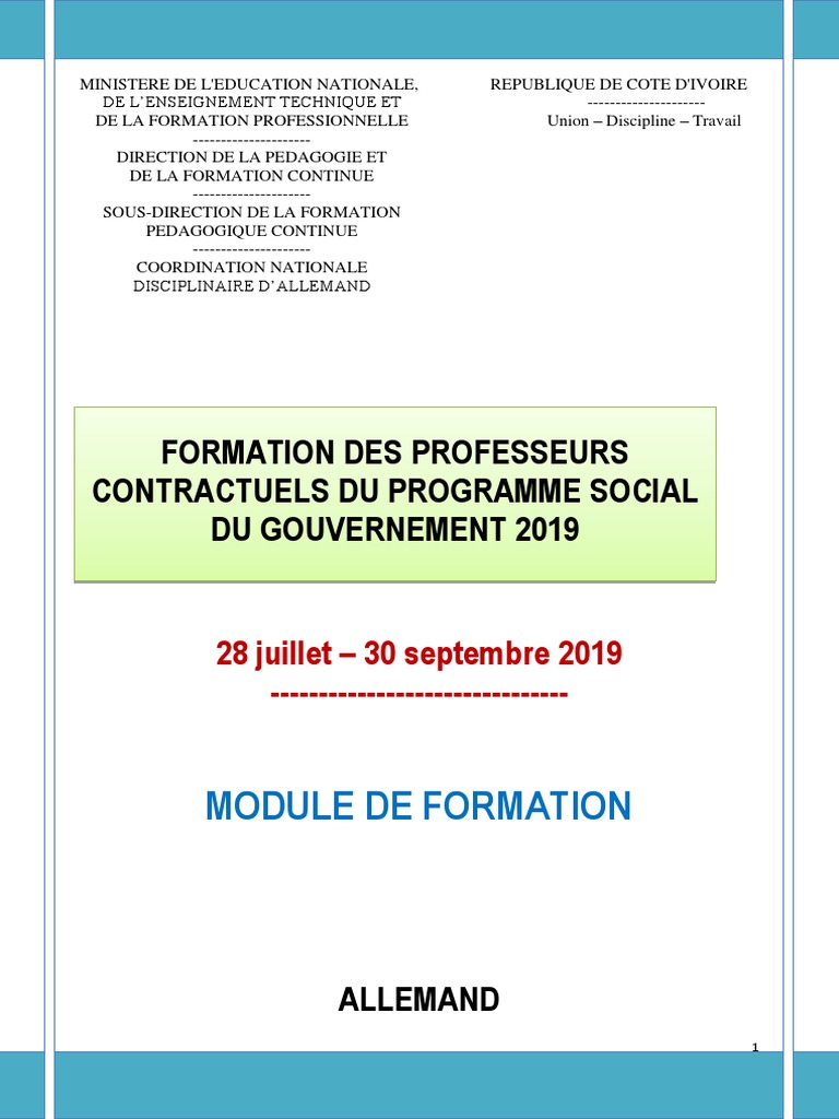 Modules Formation Contractuels 2019 - Allemand | PDF | Arts du langage et discipline | Études ...