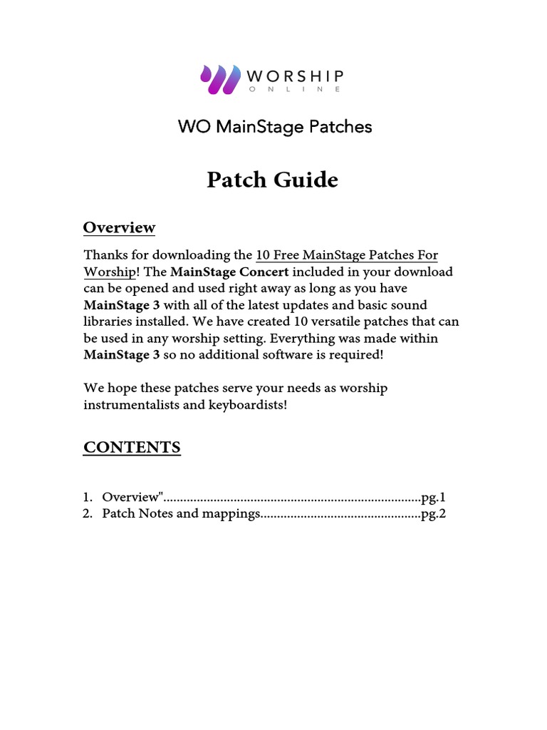 WO MainStage Patches | PDF