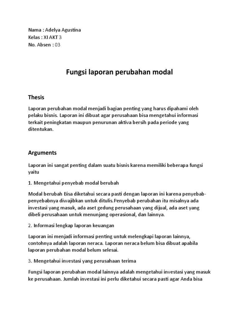 Pentingnya Laporan Perubahan Modal | PDF | Pengelolaan Keuangan & Uang