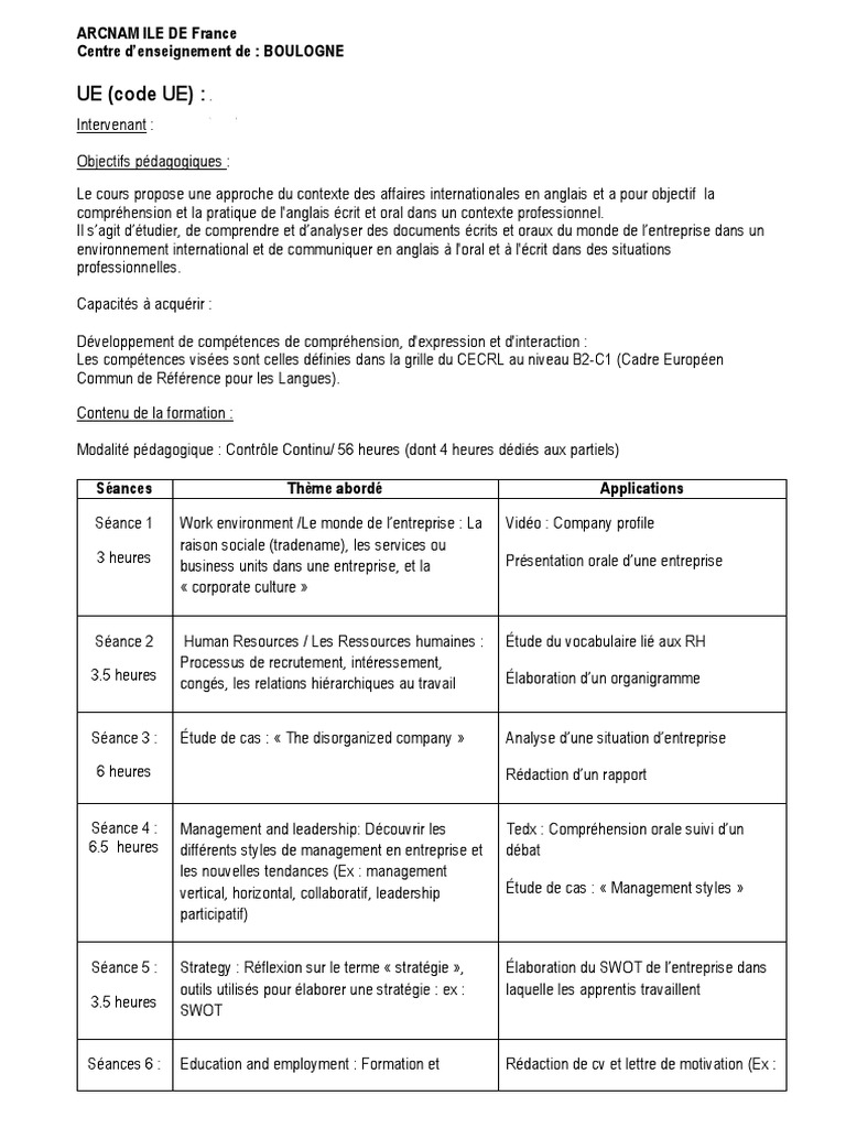 Déroulé Pédagogique - Exemple | PDF | Gestion des ressources humaines ...