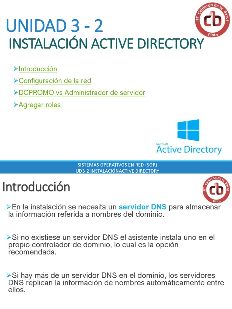 UD3 2 SOR Instalación Active Directory | PDF | Directorio Activo ...