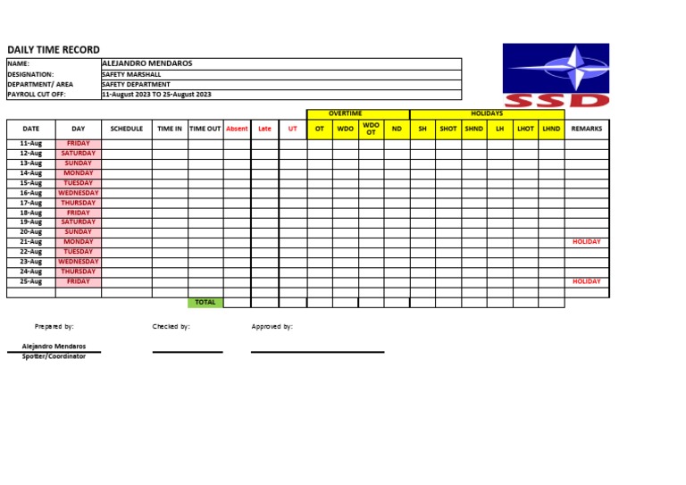 DTR Sample | PDF DTR Sample | PDF