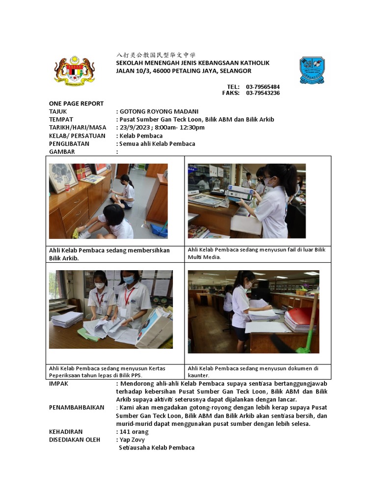 Template One Page Report Gotong-Royong Madani 2023 | PDF