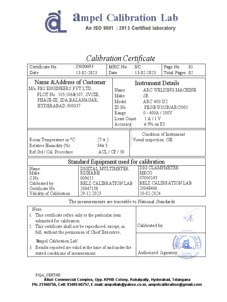 Arc 1 | PDF | Calibration | Metrology